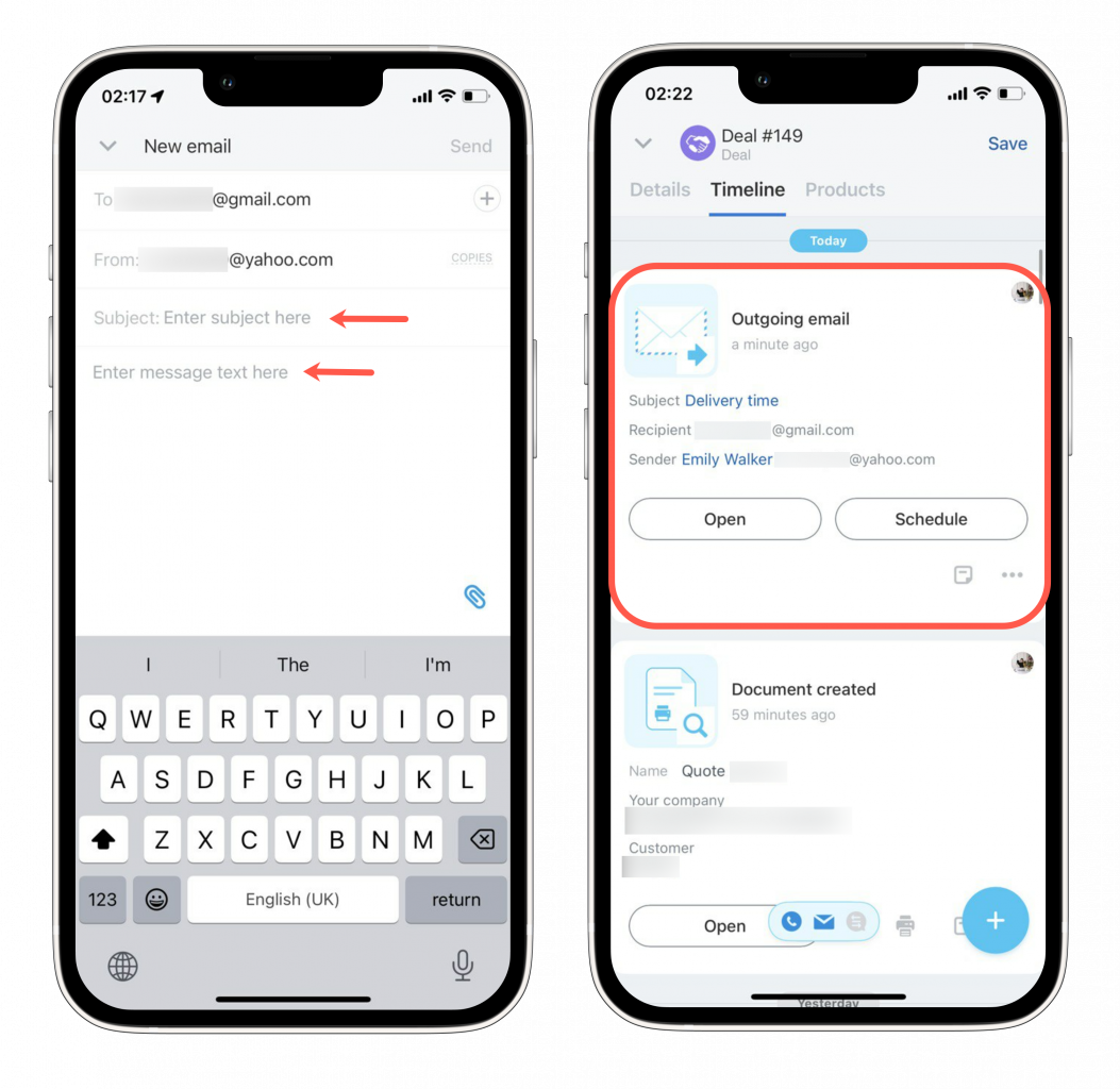 Email In Mobile CRM